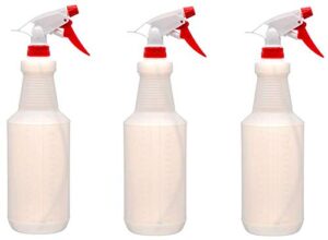 btb plastic spray bottle (3 pack, 32 oz, all-purpose) heavy duty, hdpe built chemical resistant, leak proof design with mist stream and off trigger setting - ideal for home, garden, work and more