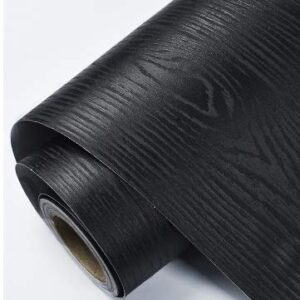 17.7"x118" black wallpaper wood peel and stick wood contact paper black wallpaper wood black contact paper self adhesive wallpaper for wall countertop cabinet shelf home decoration roll film roll