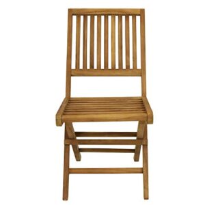 Sunnydaze Nantasket Solid Teak Outdoor Folding Dining Chairs - Light Wood Stain Finish - 2 Chairs