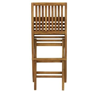 Sunnydaze Nantasket Solid Teak Outdoor Folding Dining Chairs - Light Wood Stain Finish - 2 Chairs