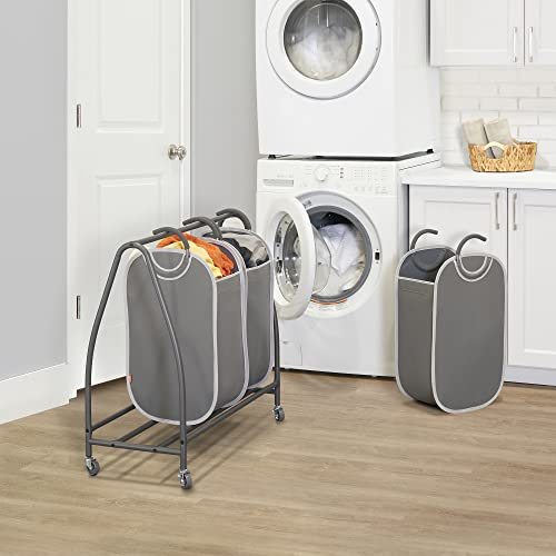 Neatfreak Triple Laundry Hamper Sorter - Rolling Laundry Cart With Wheels & 3 x removable Dirty Clothes Hamper Totes With EVERFRESH Tech For Towels, Blankets & Bathroom Organization