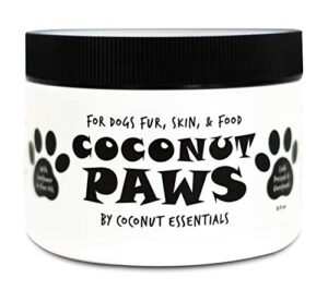 coconut paws coconut oil for dogs skin and coat, itching relief, hot spot treatment, hair loss, aceite de coco para perros | w/olive & sunflower oils | vet recommended 8oz - coconut essentials