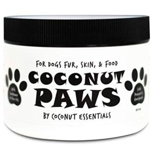 Coconut Paws Coconut Oil for Dogs Skin and Coat, Itching Relief, Hot spot Treatment, Hair Loss, aceite de Coco para Perros | w/Olive & Sunflower Oils | Vet Recommended 8oz - COCONUT ESSENTIALS