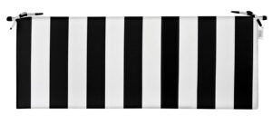 rsh décor indoor outdoor 2" foam bench cushion with ties, (36" x 14" x 2") choose color (black & white stripe)