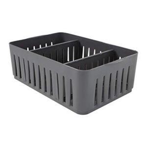 simplify 3 compartment stackable bin with adjustable dividers | drawer organizer | storage basket | good for office | desk supplies | dorm | bathroom | accessories | make up | grey