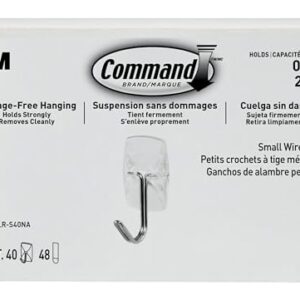 Command Small Clear Wire Toggle Hooks, 40 Hooks and 48 Command Strips, Damage Free Hanging Wall Hooks with Adhesive Strips, Adhesive Hooks for Hanging Christmas Decorations, Holds up to 0.5 lb