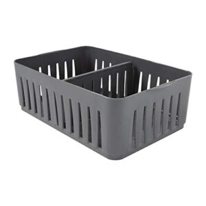 Simplify 3 Compartment Stackable Bin with Adjustable Dividers | Drawer Organizer | Storage Basket | Good for Office | Desk Supplies | Dorm | Bathroom | Accessories | Make Up | Grey