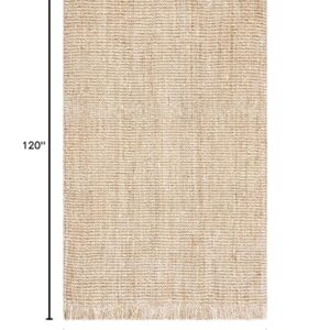 SAFAVIEH Natural Fiber Collection Area Rug - 8' x 10', Natural & Beige, Handmade Woven Fringe Jute, Ideal for High Traffic Areas in Living Room, Bedroom (NF828A)