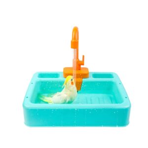 kathson bird bathtub parrot shower box bathing tub container cage accessory for small medium parakeet cleaning supplies,two uses: parrot bathtub and kitchen sink toy