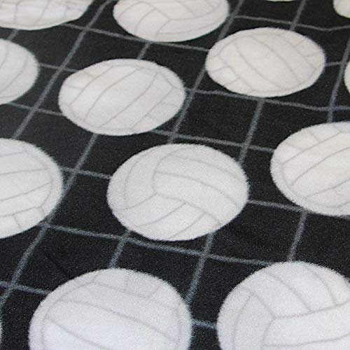 Volleyball Black Anti-Pill Premium No-Sew Throw Fleece Fabric Kit (72x60)