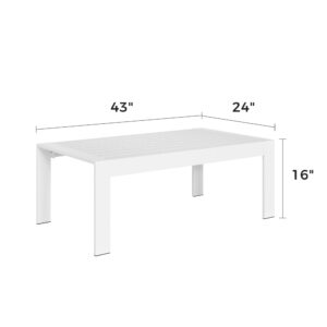 Solaste Aluminum Outdoor Coffee Table, All-Weather Rectangle Metal Patio Coffee Table Furniture for Balcony, Garden, Indoor or Outdoor Use, White