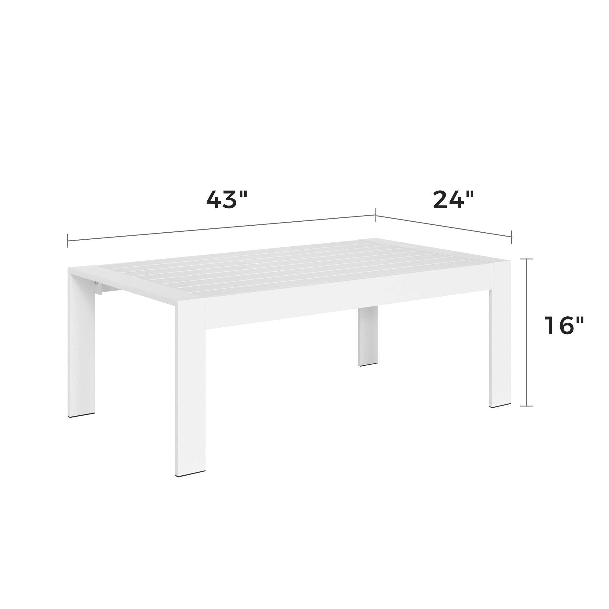 Solaste Aluminum Outdoor Coffee Table, All-Weather Rectangle Metal Patio Coffee Table Furniture for Balcony, Garden, Indoor or Outdoor Use, White