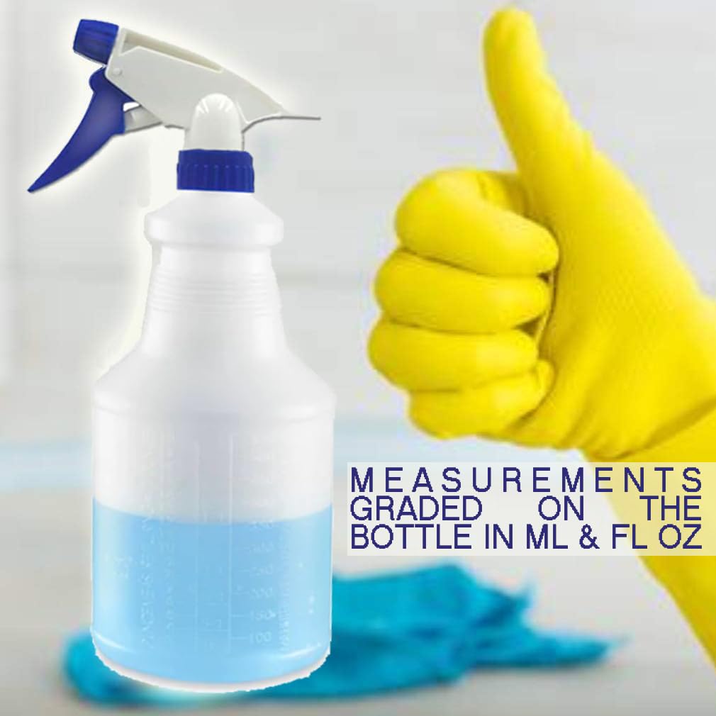 EZPRO USA Small Size Transparent Plastic Empty Spray Bottles Mist for Cleaning Solutions, Spray Bottle with Measurements, Upside Down Squirt Bottle, 4 pack