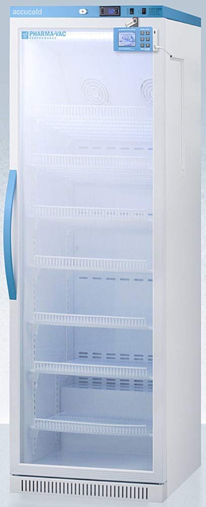 AccuCold ARG15PVDL2B 24 Upright Vaccine Refrigerator with 15 cu. ft. Capacity Plastic-Coated Wire Shelves Temperature Alarm and Factory-Installed Lock in White