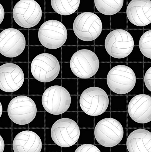 Volleyball Black Anti-Pill Premium No-Sew Throw Fleece Fabric Kit (72x60)