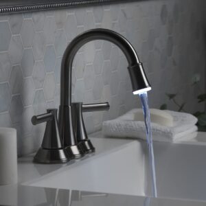 aqua vista 22-b42cpl-bn-av bathroom sink faucet, two handle w led light brushed nickel