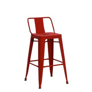 HAOBO Home 30" Metal Bar Stools Industrial Barstools Counter Height Stools for Indoor/Outdoor Barstools [Set of 4] (30", Low Back Distressed Red)