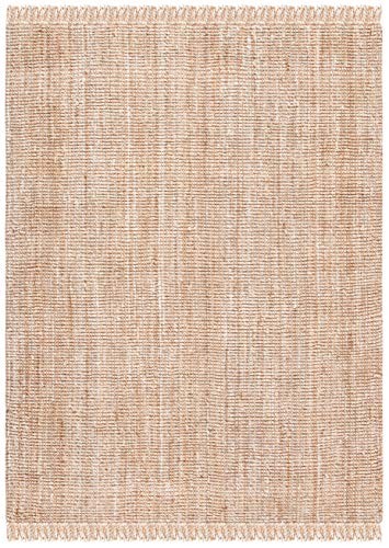 SAFAVIEH Natural Fiber Collection Area Rug - 8' x 10', Natural & Beige, Handmade Woven Fringe Jute, Ideal for High Traffic Areas in Living Room, Bedroom (NF828A)