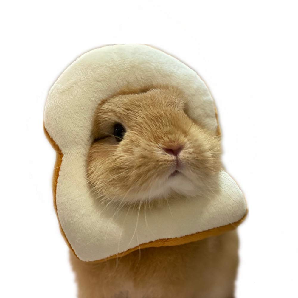 Rabbit Collar Bread Slice Collar Toast Bread-Shaped Rabbit Headdress, Pet Halloween Gift Cosplay Makeup Cap, Bunny Cartoon Costume, Dressing Up Props, Small Animal Headgear (8''- 9'' head girth)