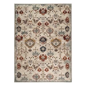 amer rugs allure collection, 8x10 area rug, rectangular oriental rugs for living room, 0.38" low pile indoor rugs for dining room, bedroom, kitchen, office, high traffic area - elina beige