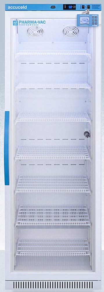 AccuCold ARG15PVDL2B 24 Upright Vaccine Refrigerator with 15 cu. ft. Capacity Plastic-Coated Wire Shelves Temperature Alarm and Factory-Installed Lock in White