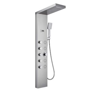 menatt shower panel tower system, sus304 stainless steel 5-in-1 shower column with 4 body massage jets, rainfall & waterfall shower, handheld shower, bathtub spout