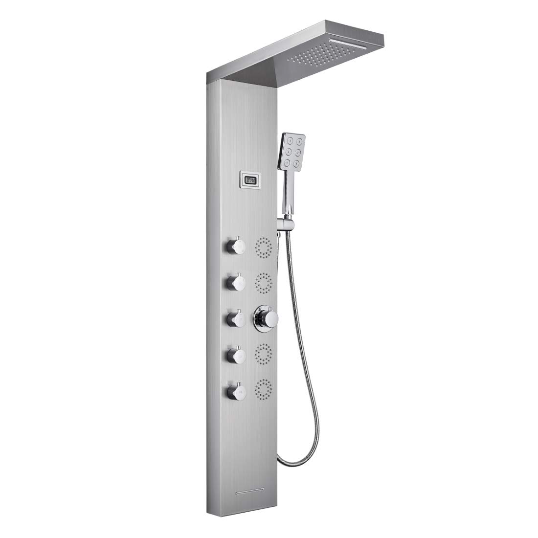 MENATT Shower Panel Tower System, SUS304 Stainless Steel 5-IN-1 Shower Column with 4 Body Massage Jets, Rainfall & Waterfall Shower, Handheld Shower, Bathtub Spout