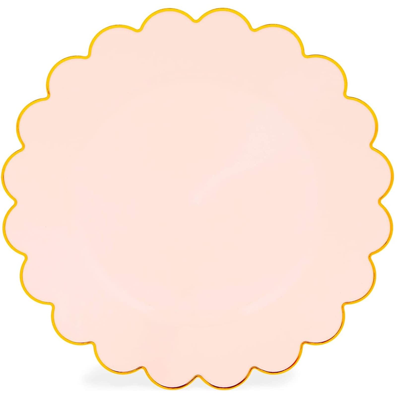 Sparkle and Bash 50 Pack Pink and Gold Plastic Plates, 9 Inch Scalloped Plates with Gold Rim for Birthday Party, Baby Shower