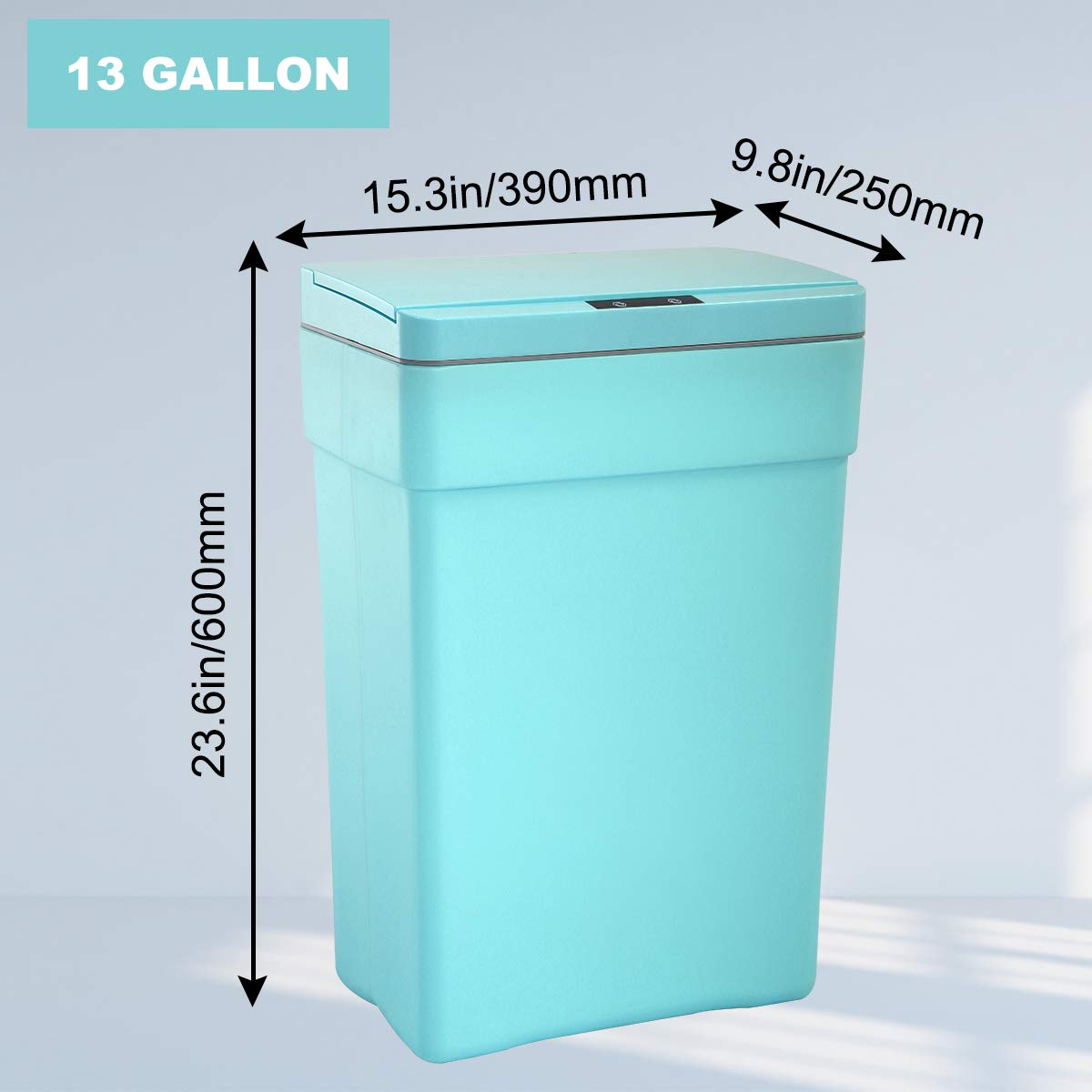 13 Gallon Trash can with lid, Automatic Touch Free Kitchen Trash Can, 50 Liter High-Capacity Plastic Office Garbage Can for Kitchen Living Room Home Office Bathroom Bedroom, Blue automatic trash