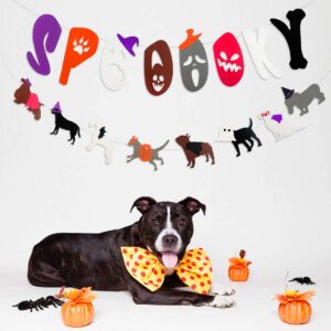 pinkblume Halloween Dog Party Decorations Spooky Puppy Hanging Bunting Banner with Ghosts Pumpkin Witch's hats Dog Paws and Bones for All Hallows Eve Happy Halloween Birthday Holiday Party Supplies