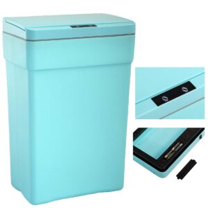 13 Gallon Trash can with lid, Automatic Touch Free Kitchen Trash Can, 50 Liter High-Capacity Plastic Office Garbage Can for Kitchen Living Room Home Office Bathroom Bedroom, Blue automatic trash