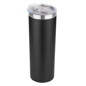 hasle outfitters 20 oz skinny tumbler, stainless steel insulated slim tumbler with lid, reusable double wall travel coffee mug, durable powder coated travel water cup(black, 1)