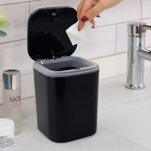 Begale 0.5 Gallon Plastic Mini Garbage Can, Tiny Trash Can with Lid