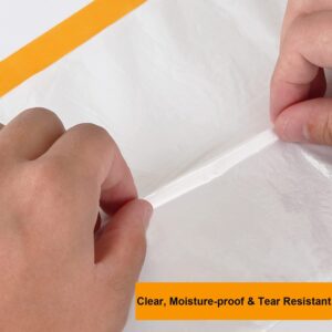 AConnet Pre-Taped Masking Film 13ft x 130ft Painters Plastic Sheeting Roll, Clear Plastic Sheeting Cover Plastic Drop Cloths for Painting, Automotive Appliance (2 Rolls, 65ft Per Roll)