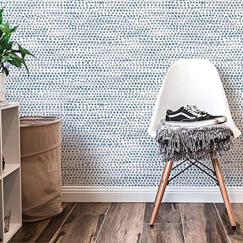 Tempaper Blue Moon Moire Dots Removable Peel and Stick Wallpaper, 20.5 in X 16.5 ft, Made in the USA