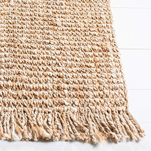 SAFAVIEH Natural Fiber Collection Area Rug - 8' x 10', Natural & Beige, Handmade Woven Fringe Jute, Ideal for High Traffic Areas in Living Room, Bedroom (NF828A)