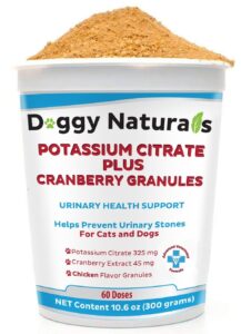 potassium citrate plus cranberry granules 300gm for cats and dogs - urinary tract support-helps deter formation of calcium oxalate stones - deters bladder & kidney stones (made in u.s.a)