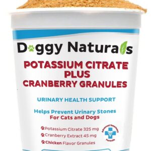 Potassium Citrate Plus Cranberry Granules 300gm for Cats and Dogs - Urinary Tract Support-Helps Deter Formation of Calcium Oxalate Stones - Deters Bladder & Kidney Stones (Made in U.S.A)