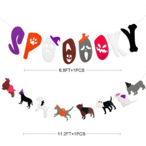 pinkblume Halloween Dog Party Decorations Spooky Puppy Hanging Bunting Banner with Ghosts Pumpkin Witch's hats Dog Paws and Bones for All Hallows Eve Happy Halloween Birthday Holiday Party Supplies