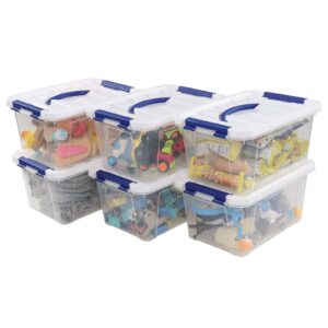 Kiddream 7 Quart Clear Plastic Box Bins, 6-pack Small Storage Bins with Lids