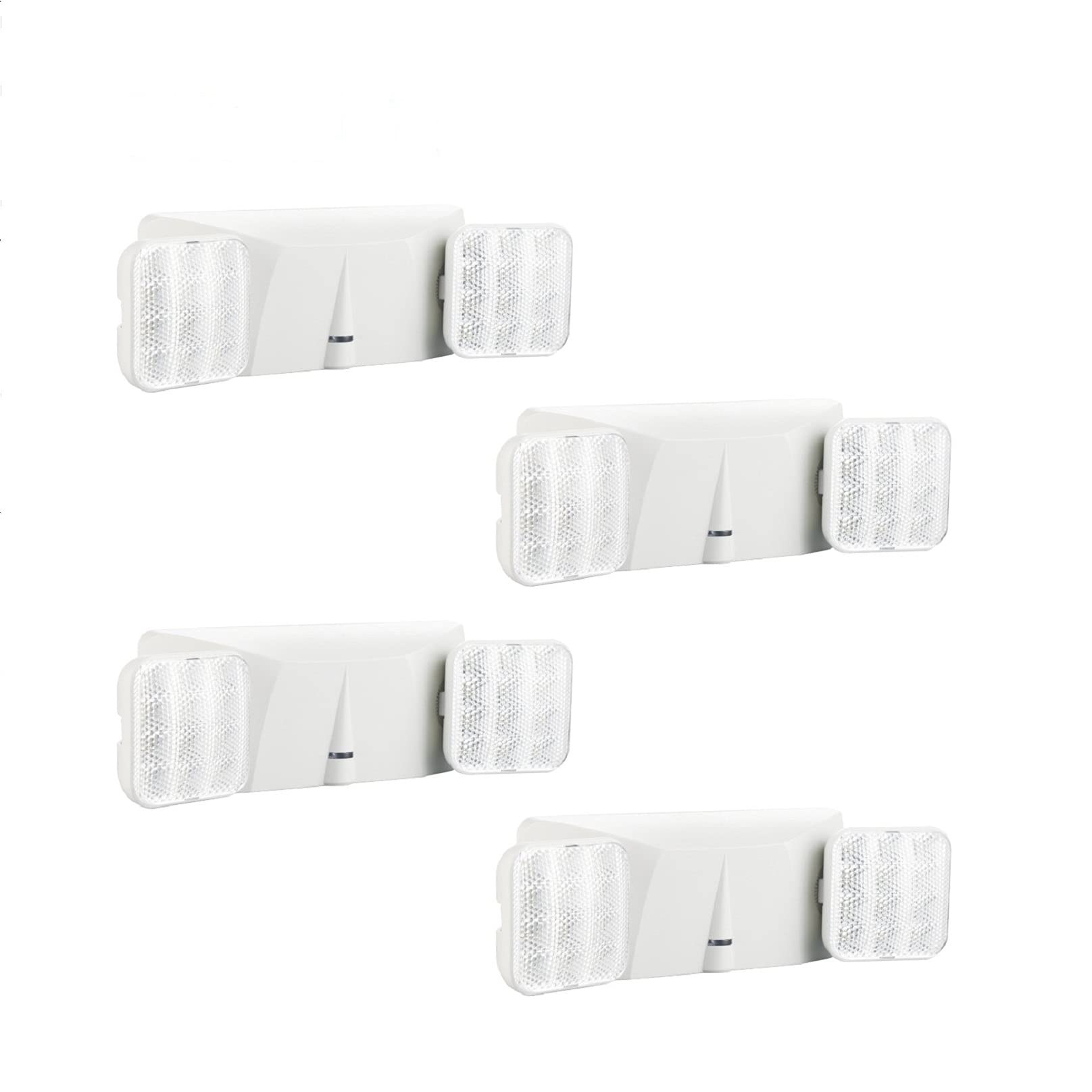 EXITLUX LED 4 PACK White Commercial Lighted Exit Signs-US Standard UL Listed-Exit Signs with Emergency Lights Sure Lites-Two Head Emergency Light-Lithonia Exit Lights-Emergency Flood Lights Indoor