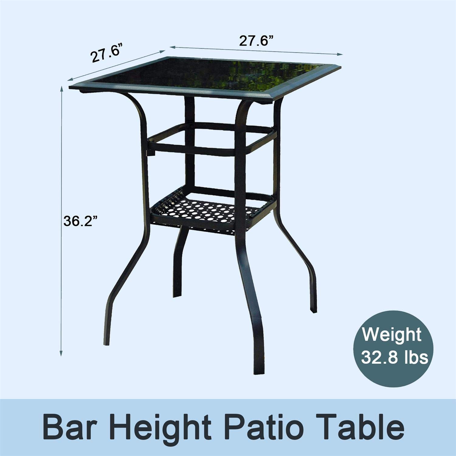 Patio Festival Outdoor Swivel Bar Stools Patio Height Chairs Set Includes 6 Bistro Chairs and 2 Glass Top Tables All-Weather Steel Frame Furniture for Lawn Yard Deck and Pool