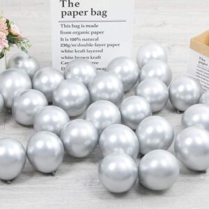 100pcs 5inch Tiny Blue Silver Chrome Metallic Latex Balloons for Birthday Party Bridal Baby Shower Engagement Wedding Party Decorations (Blue Silver)