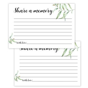 giftideaworkshop 50 greenery share a memory cards for celebration of life birthday anniversary memorial funeral graduation bridal shower game, guest book ideas, and alternatives.4x6 inches.