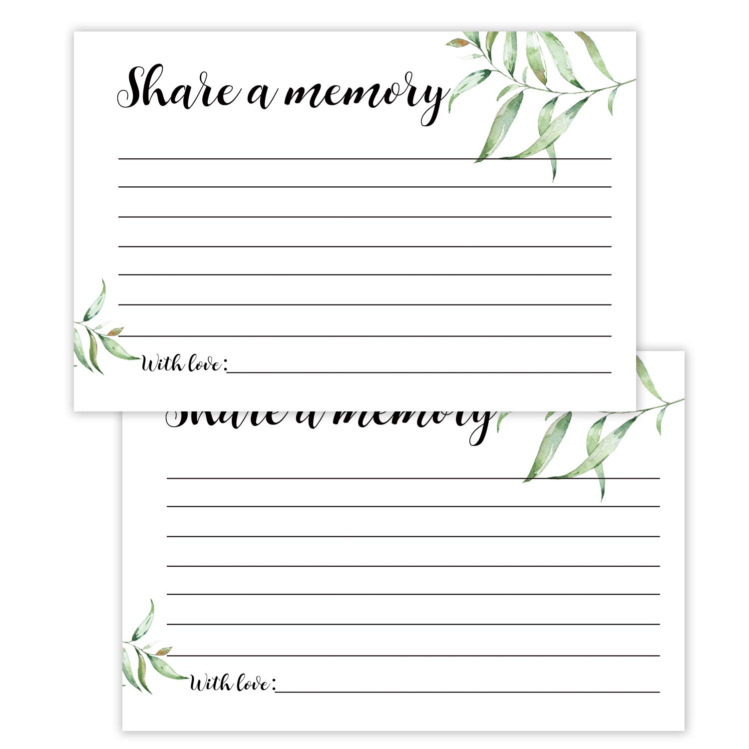 Giftideaworkshop 50 Greenery Share A Memory Cards for Celebration of Life Birthday Anniversary Memorial Funeral Graduation Bridal Shower Game, Guest Book Ideas, and Alternatives.4x6 Inches.