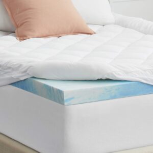 Sealy 4-Inch SealyChill Gel + Comfort Pillowtop Memory Foam Twin XL Mattress Topper + Molded Memory Foam Pillow Set