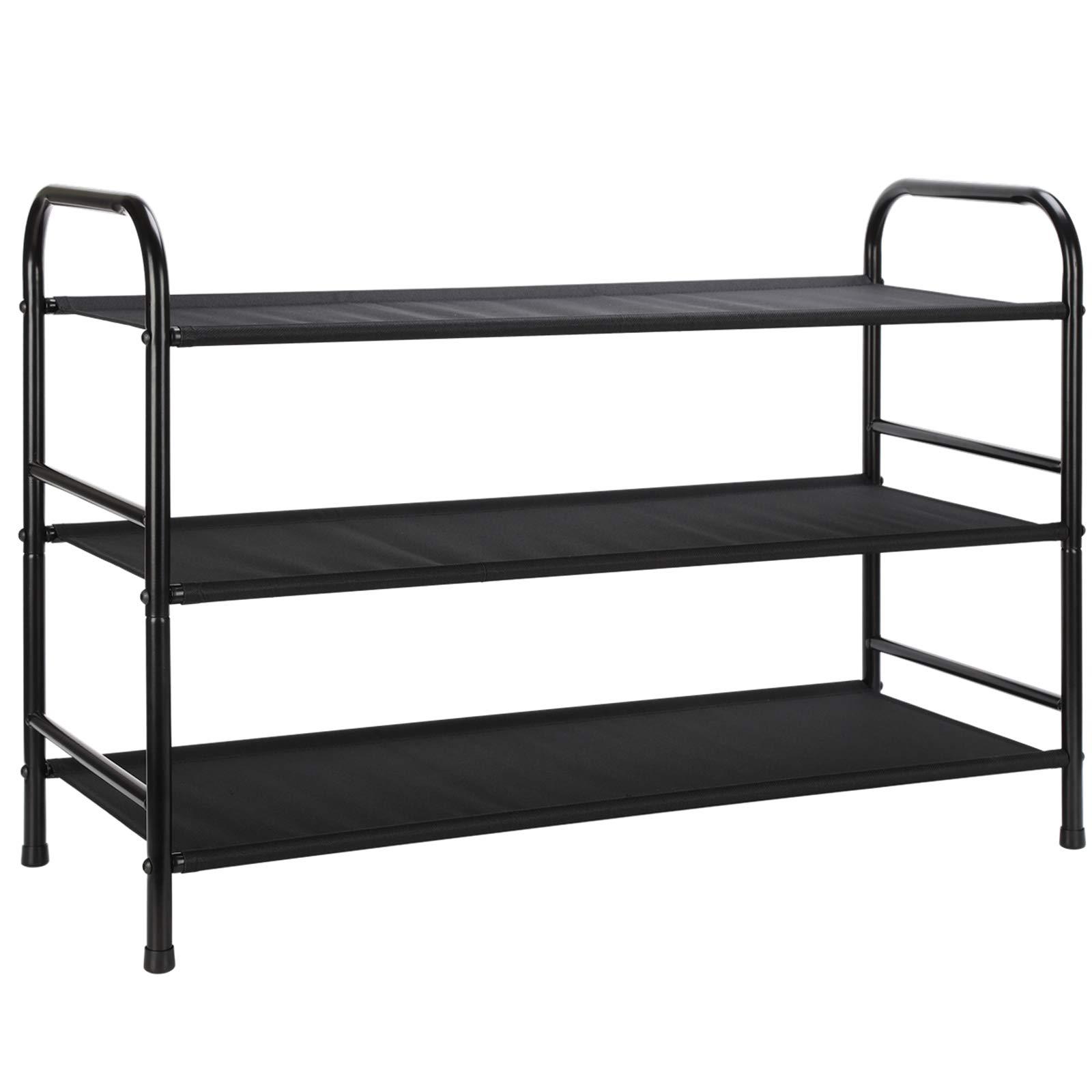 3-Tier Shoe Rack for Closet, Metal Shoe Organizer Free Standing Shoe Shelf for Entryway and Closet Hallway, Shoe Storage cabinet for 12 pairs of shoes for tight spaces, Tool-Free Installation, Black