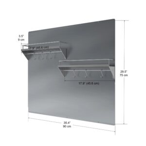 Ancona 36" Stainless Steel Backsplash with Two-Tiered Shelf and Rack