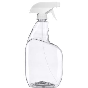 spray bottle - (large - 32 oz) - all-purpose, empty / reuseable, heavy duty, clear pet plastic, trigger sprayer, industrial size, chemical resistant, made in usa (1 pack, clear)