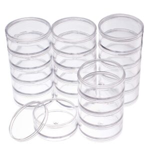 benecreat 60ml stackable round plastic containers 4 column(5 layer/column) bead storage jars for diamond drills, seed beads, nail art glitters, and other jewelry components